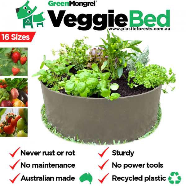 Veggie Bed – Circle – Black, Grey Mist or Dark Green – Plastic Forests